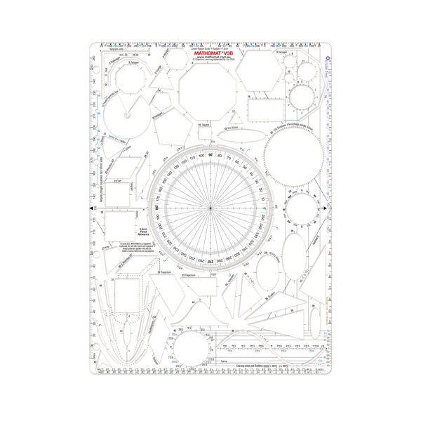 Mathomat V3B Geometry Templatewith single scale protractor(Designer pa ...